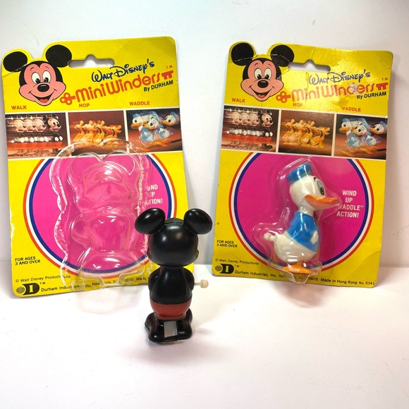 Disney | Toys | Vintage 97s Mickey Mouse And Donald Duck Mini Wind Up ...
